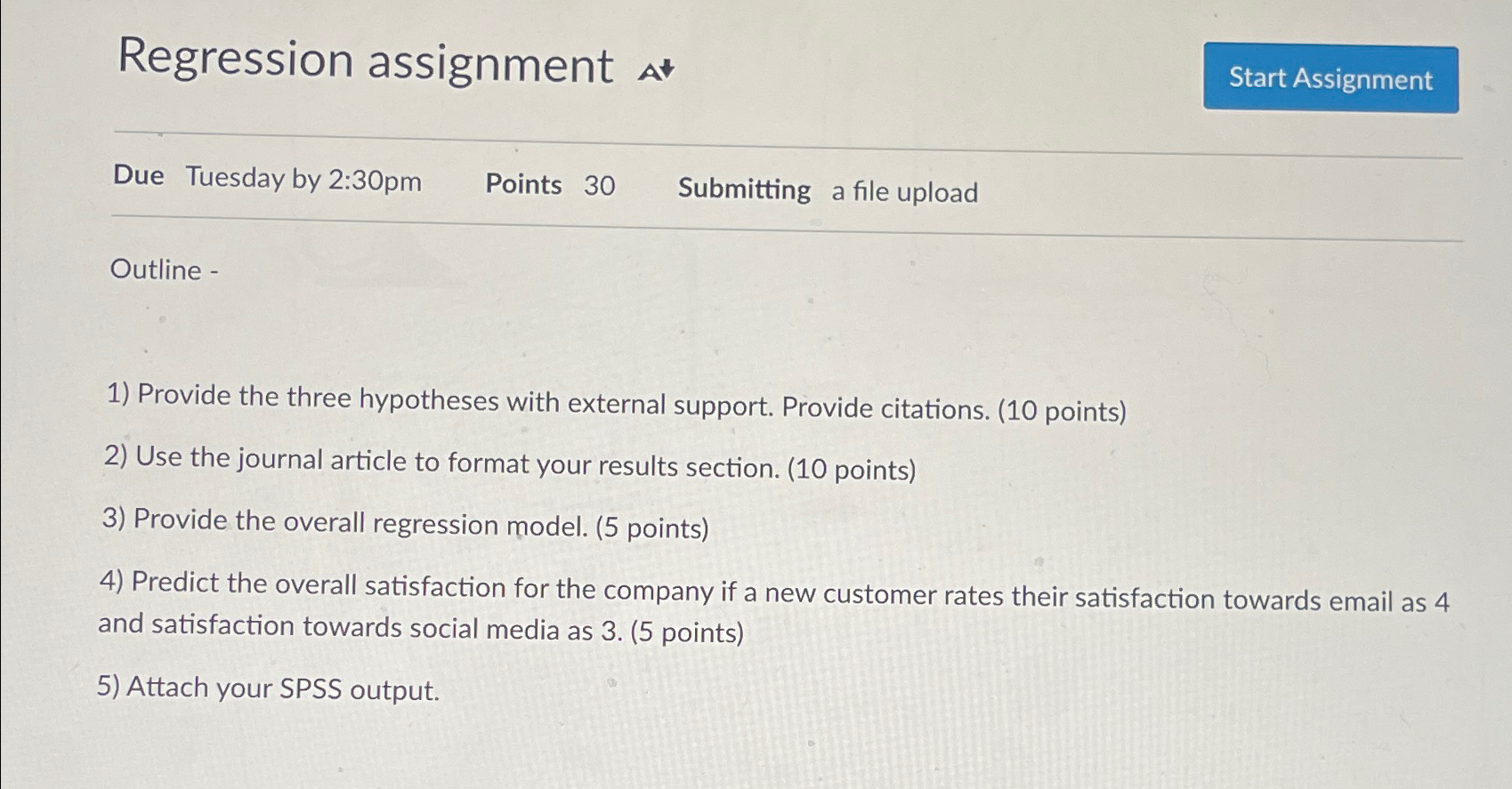 Solved Regression assignmentDue Tuesday by 2:30pmPoints | Chegg.com