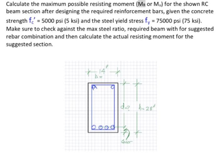 Solved Calculate the maximum possible resisting moment (MR | Chegg.com
