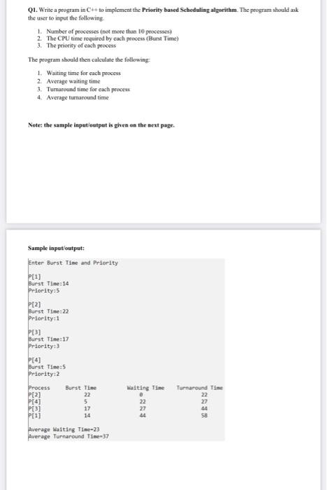 Solved Q1. Write a program in C to implement the Priority | Chegg.com