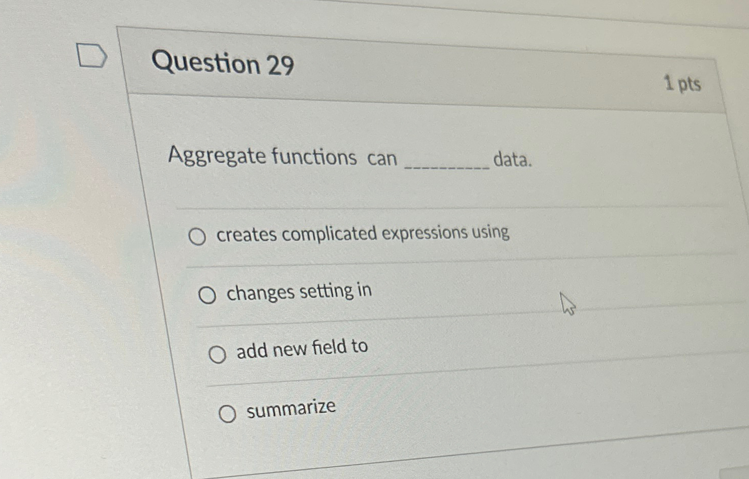 Solved Question 291 ﻿ptsAggregate functions can | Chegg.com