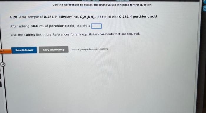 Solved A 26.3 mL sample of 0.226M ethylamine, C2H5NH2, is | Chegg.com