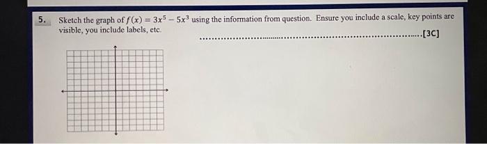 Solved 5. Sketch the graph of f(x) = 3x5 -- 5x3 using the | Chegg.com