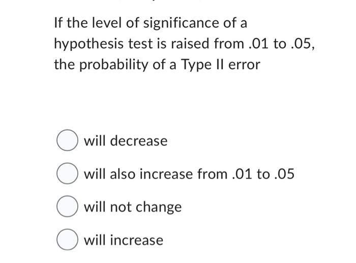 Solved If the level of significance of a hypothesis test is | Chegg.com