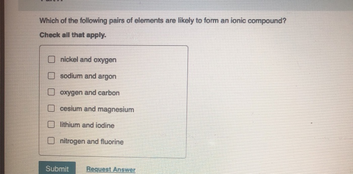 Solved which of the following pairs of elements are likely | Chegg.com