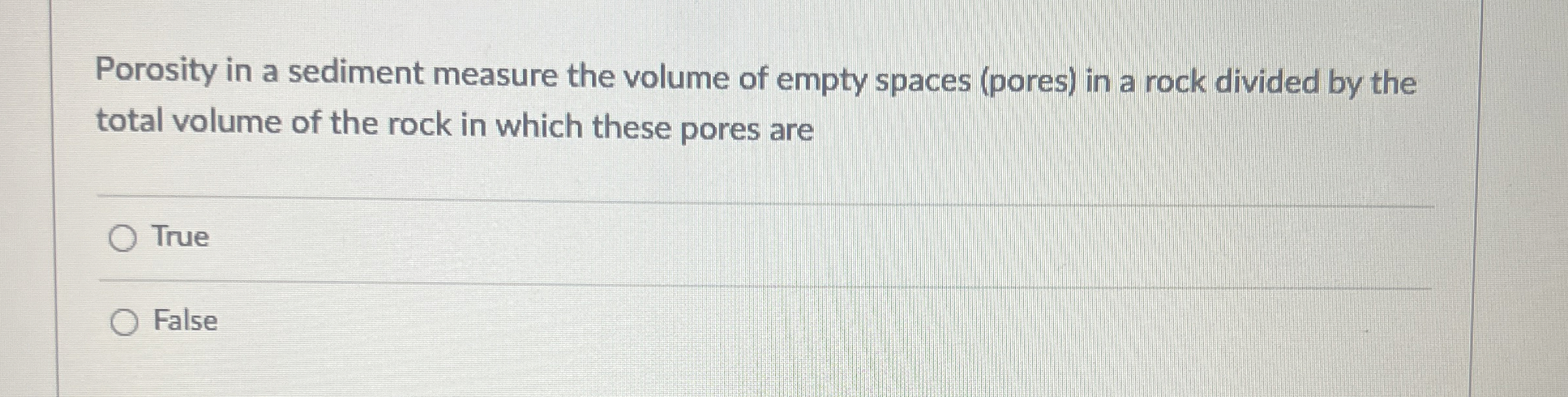 Solved Porosity in a sediment measure the volume of empty | Chegg.com