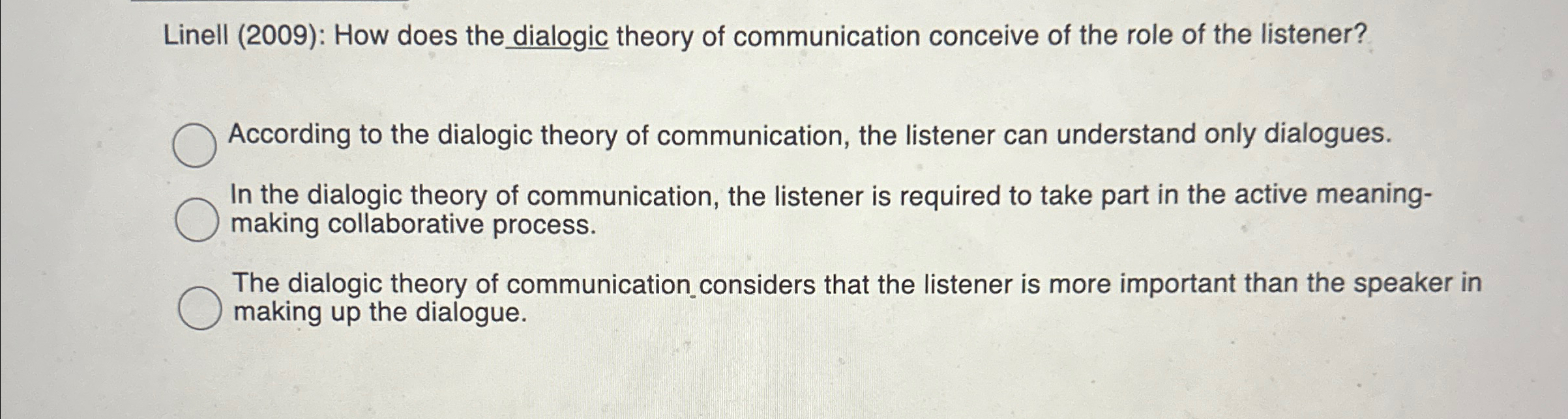 Solved Linell (2009): How does the dialogic theory of | Chegg.com
