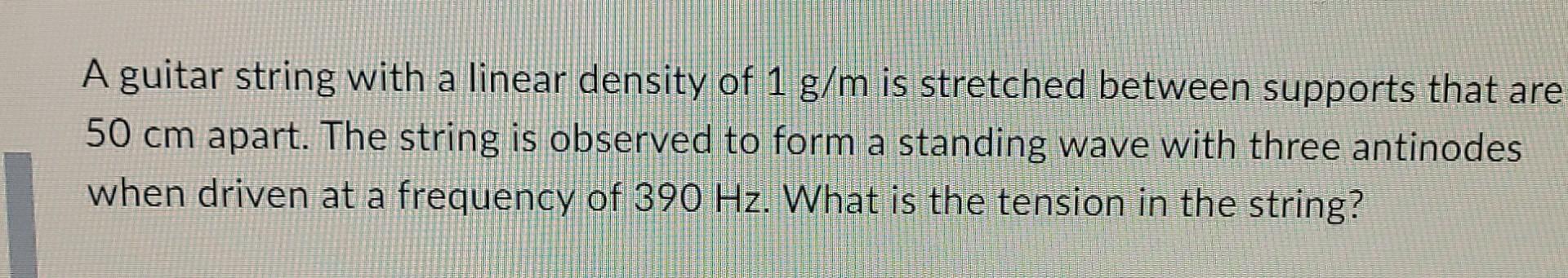 Solved A guitar string with a linear density of 1 g/m is | Chegg.com