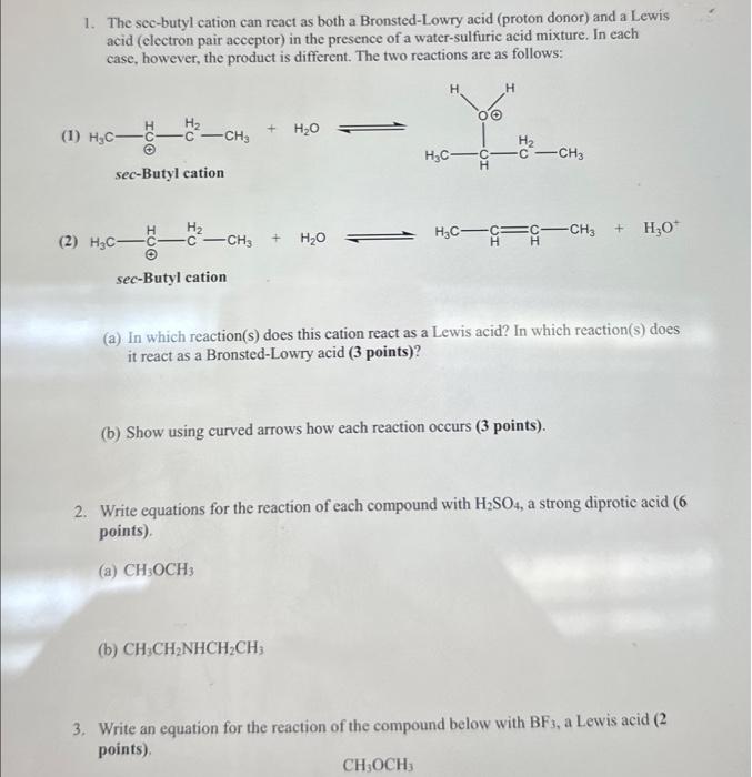 Solved 1. The sec-butyl cation can react as both a | Chegg.com