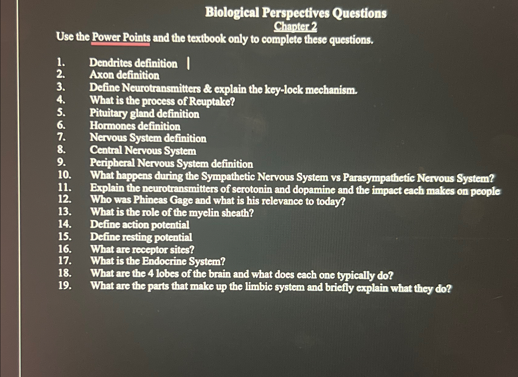 Solved Biological Perspectives QuestionsChapter 2Use the | Chegg.com