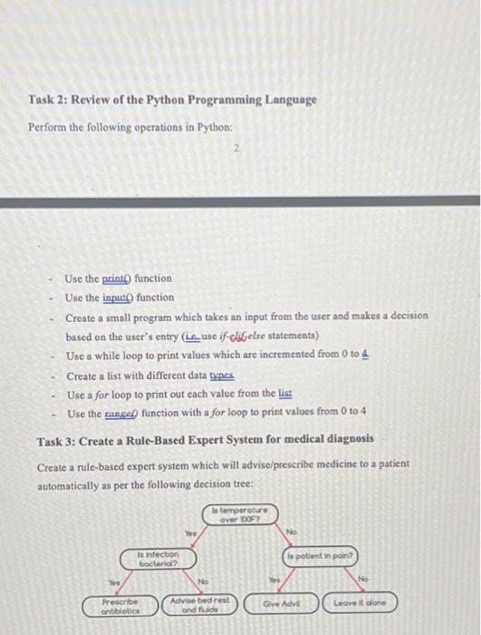 Solved Task 2: Review of the Python Programming Language | Chegg.com