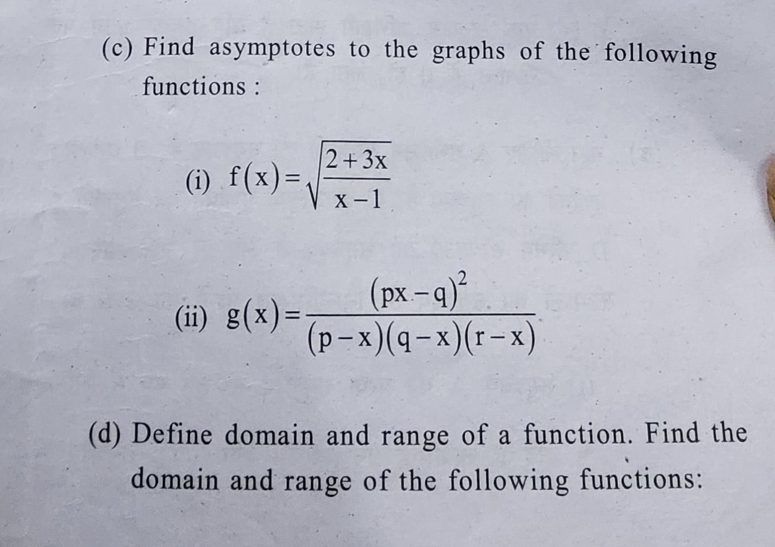 Marks C find Asymptotes To The Graphs Of The