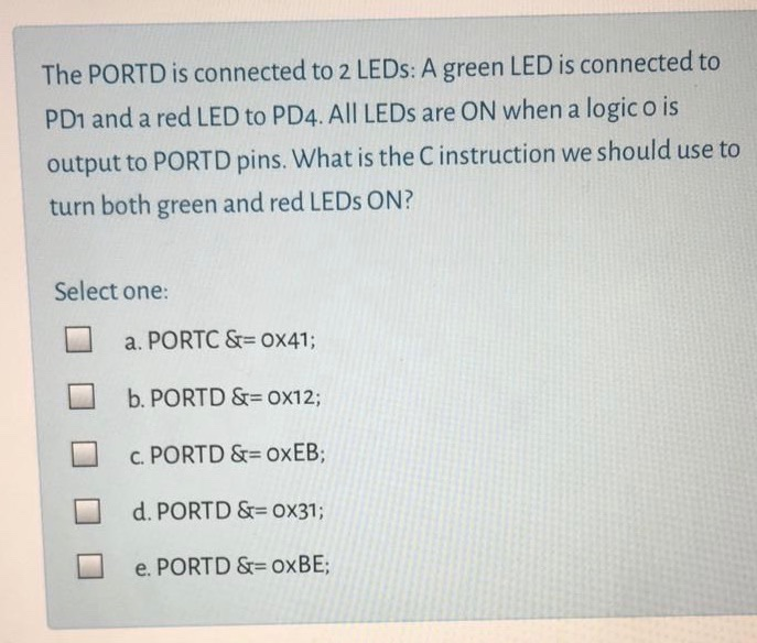 Solved The PORTB of an ATmega8 microcontroller is interfaced | Chegg.com