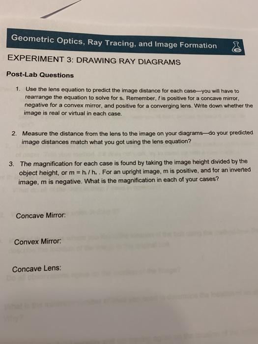 Geometric Optics, Ray Tracing, and Image Formation 0 | Chegg.com