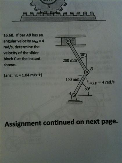 Solved If bar AB has an angular velocity omega AB = 4 rad | Chegg.com