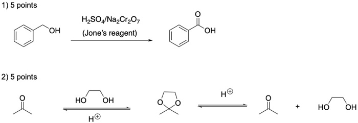 Solved 1) 5 points о ОН H2SO4/Na2Cr2O7 (Jone's reagent) ОН | Chegg.com