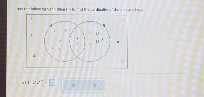 Solved Use the following Venn diagram to find the | Chegg.com
