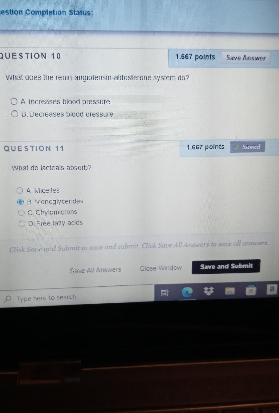 Solved estion Completion Status: QUESTION 10 1.667 points | Chegg.com