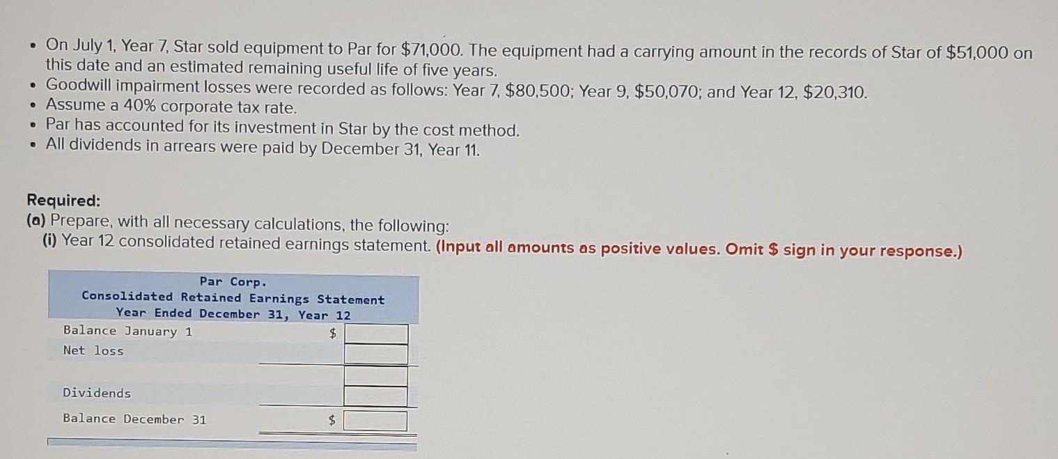 Financial statements of Par Corp. and its subsidiary | Chegg.com