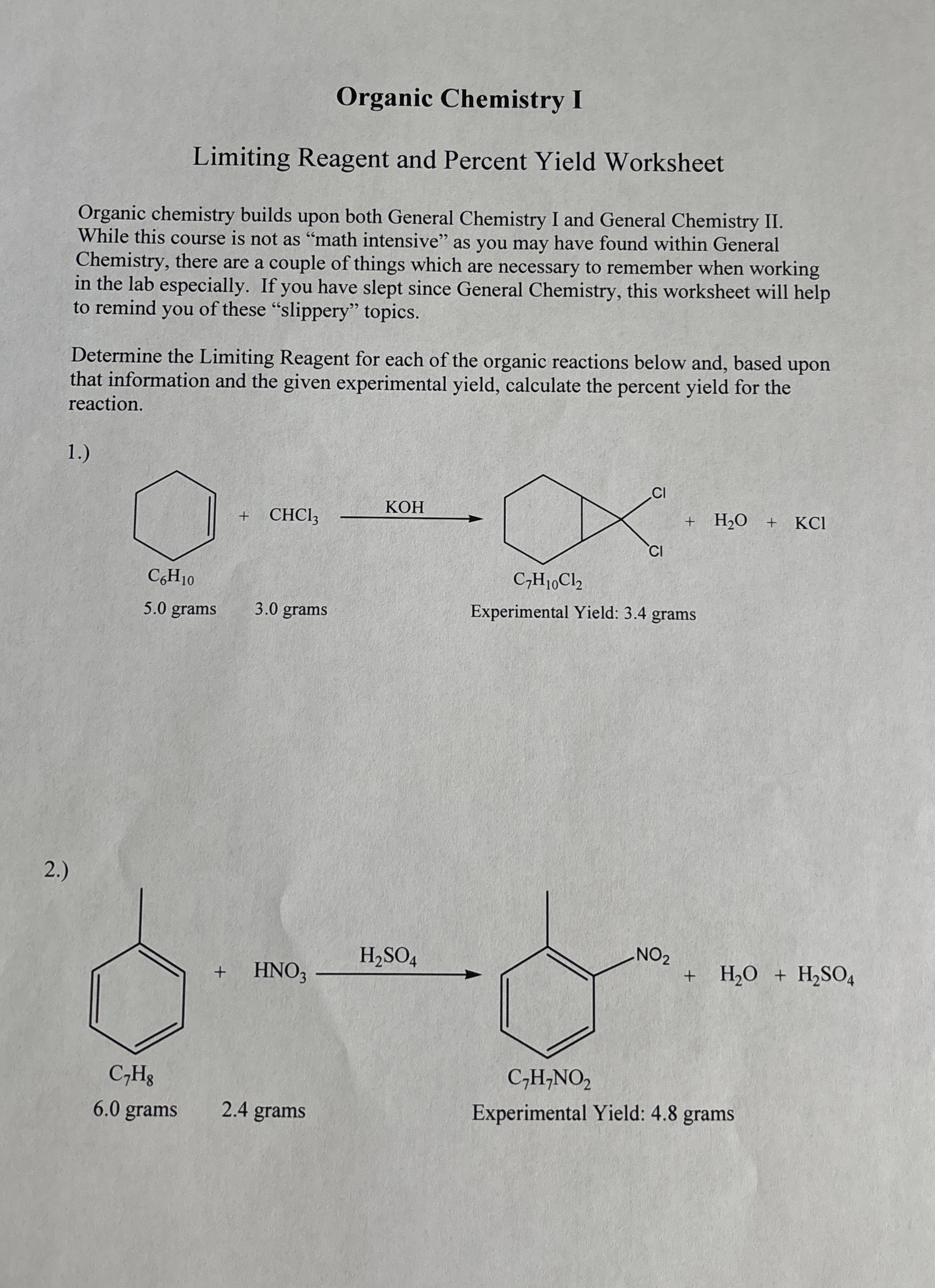 Solved Determine the Limiting Reagent for each of the | Chegg.com