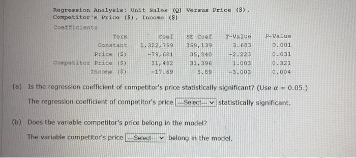 Solved The following multiple regression printout can be | Chegg.com Solved The following multiple regression printout can be | Chegg.com