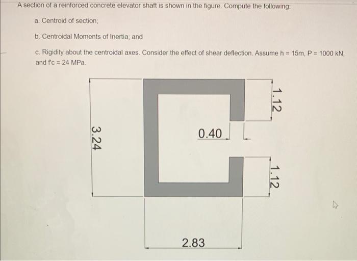Solved A section of a reinforced concrete elevator shaft is | Chegg.com
