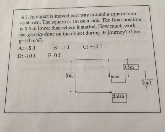 Solved A 1 kg object is moved part way around a square loop | Chegg.com