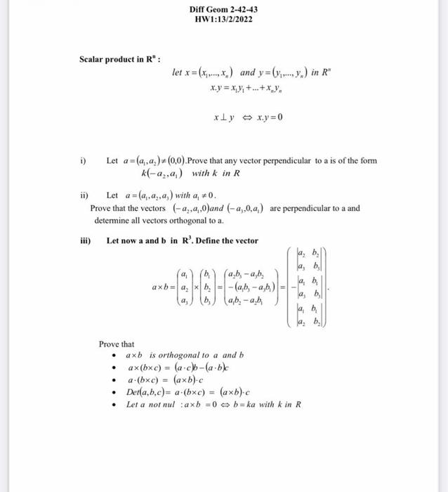 Solved Diff Geom 2-42-43 HW1:13/2/2022 Scalar product in R": | Chegg.com