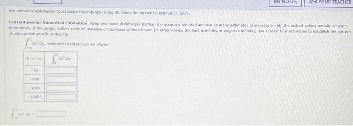 Use numerical eitimution to evaluate the improper | Chegg.com