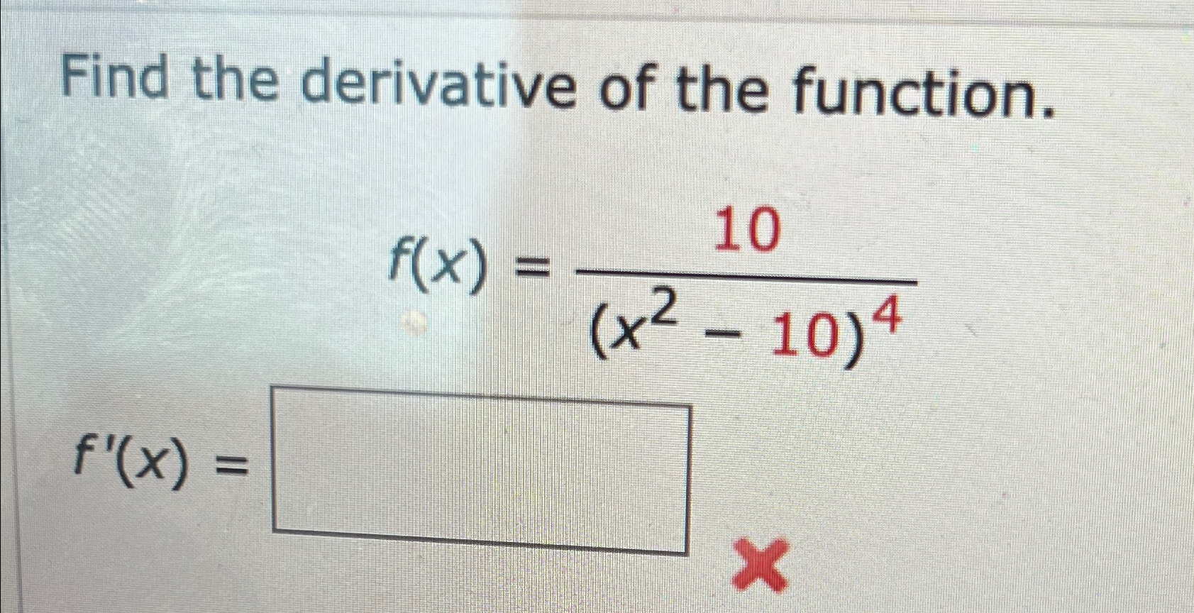 Solved Find the derivative of the | Chegg.com