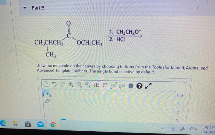 Solved Part B 1. CH3CH20- 2. HCI CH2CHCH OCH CH3 CH, Draw | Chegg.com