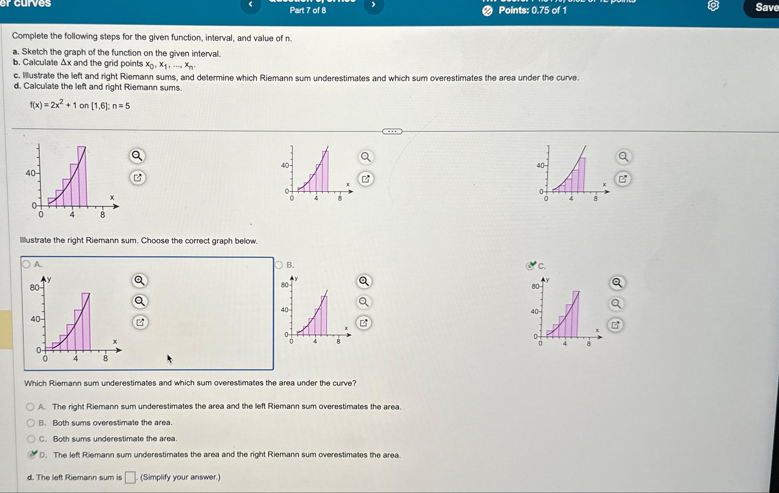 Solved Part 7 ﻿of 8Points: 0.75 ﻿of 1SaveComplete the | Chegg.com