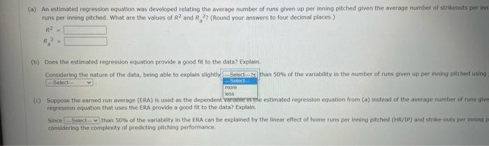 Solved DATAfile: MLBPitching A statistical program is | Chegg.com