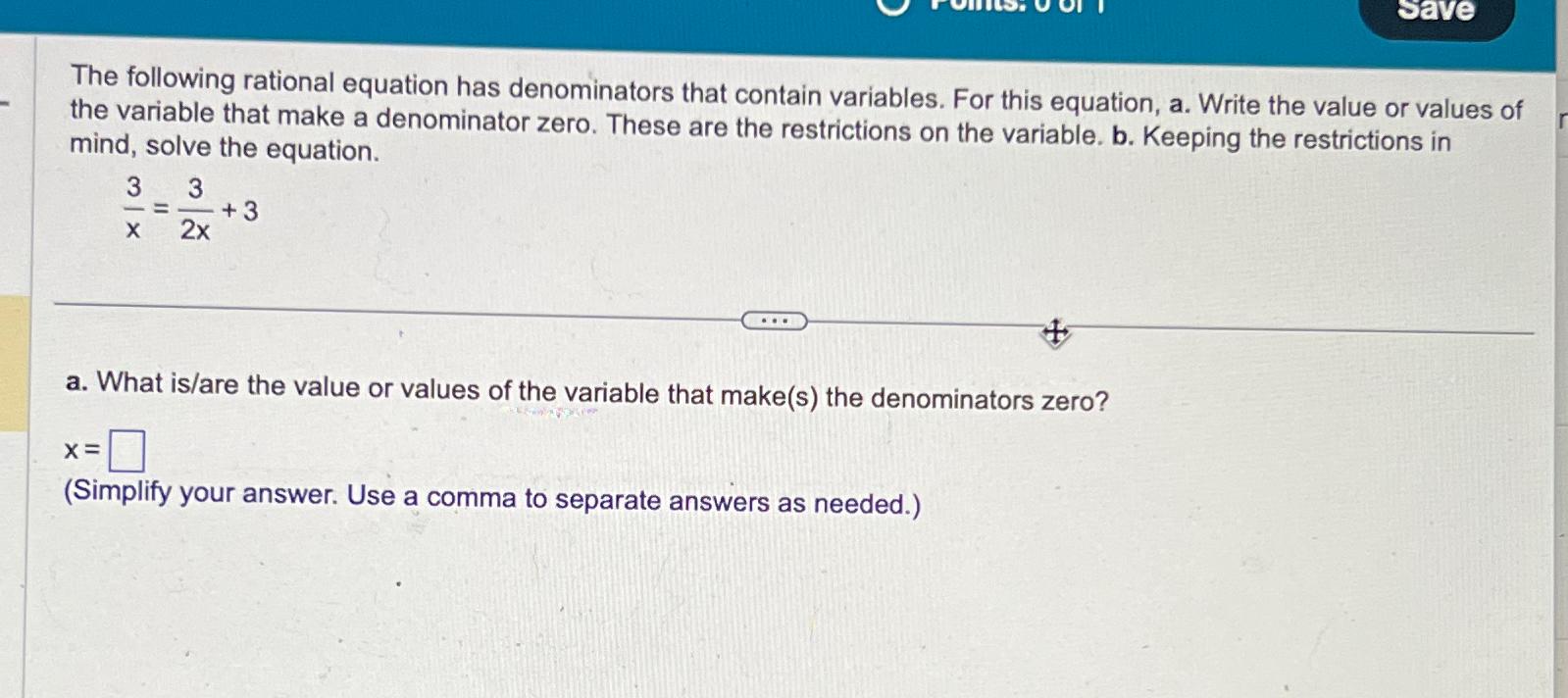 Solved The following rational equation has denominators that | Chegg.com