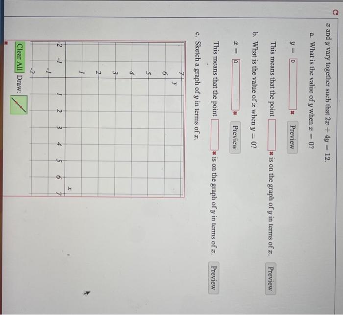 Solved x and y vary together such that 2x+4y=12. a. What is | Chegg.com