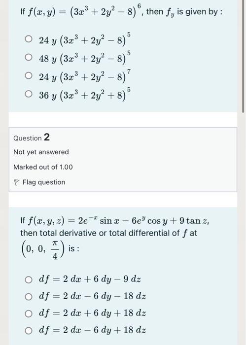 Solved If f(x,y)=(3x3+2y2−8)6, then fy is given by : | Chegg.com