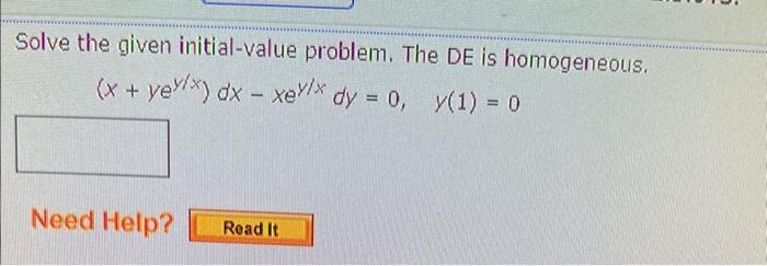Solved Solve the given initial-value problem. The DE is | Chegg.com