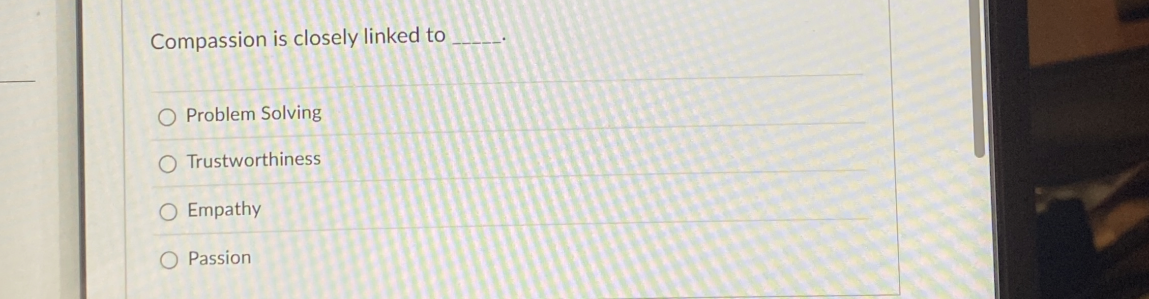 Solved Compassion is closely linked to.Problem | Chegg.com