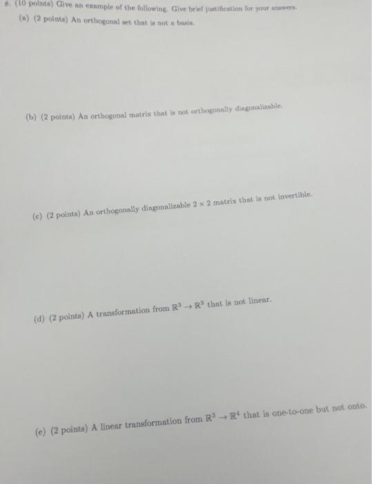 Solved 8. (10 polnts) Give an example of the following. Give | Chegg.com