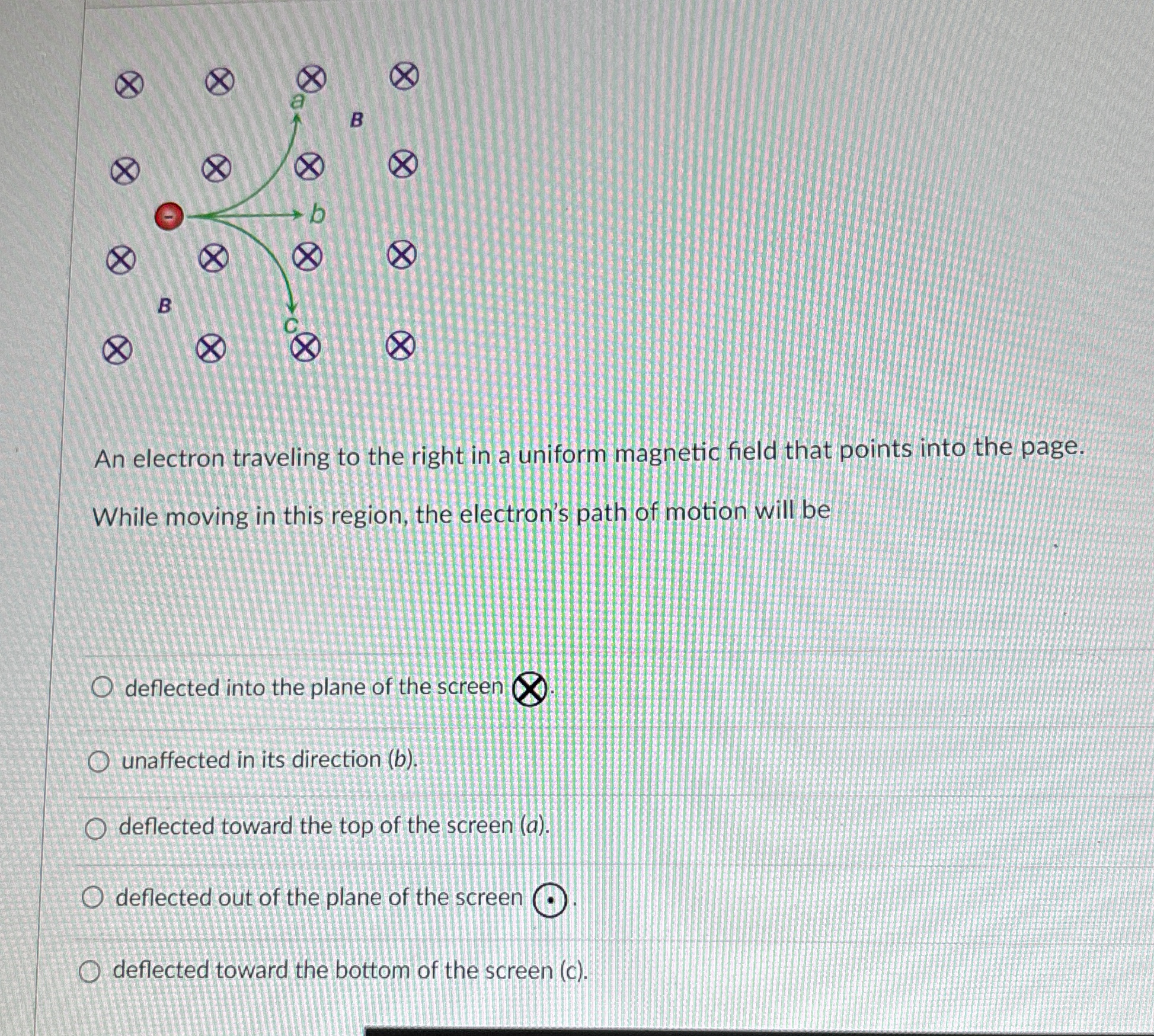 Solved An electron traveling to the right in a uniform | Chegg.com