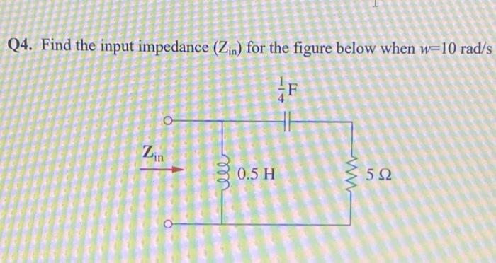 Solved Q4. Find the input impedance (Zin) for the figure | Chegg.com