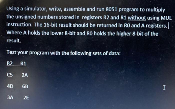 Solved Using a simulator, write, assemble and run 8051 | Chegg.com