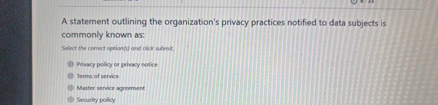Solved A statement outlining the organization's privacy | Chegg.com