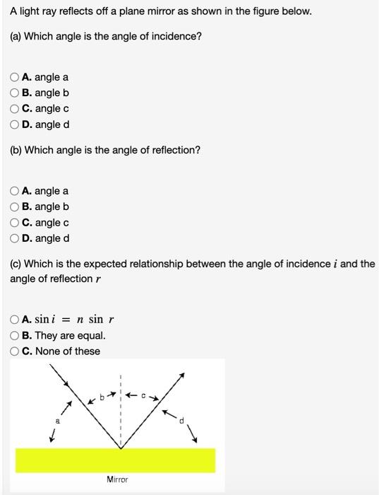 Solved A. angle a B. angle b C. angle c D. angle d (b) Which | Chegg.com