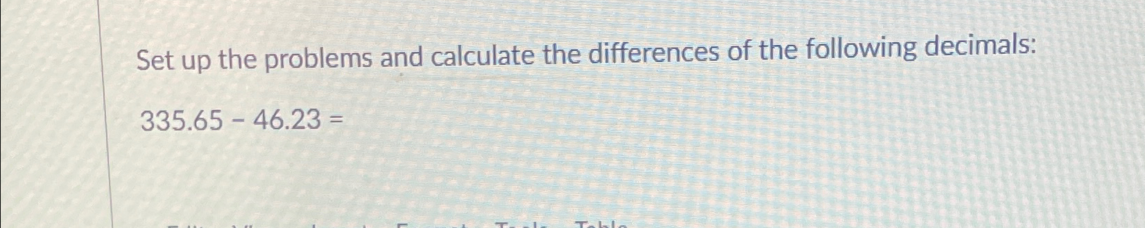 Solved Set up the problems and calculate the differences of | Chegg.com