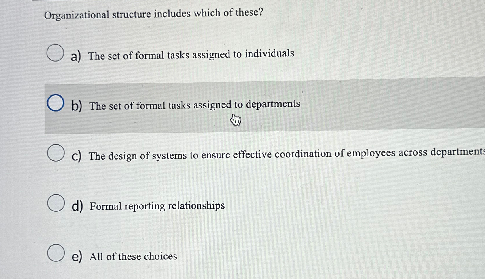 Solved Organizational structure includes which of these? | Chegg.com