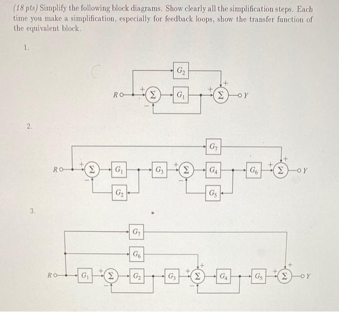 Solved (18 pts) Simplify the following block diagrams. Show | Chegg.com