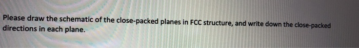 Solved Please draw the schematic of the close-packed planes | Chegg.com