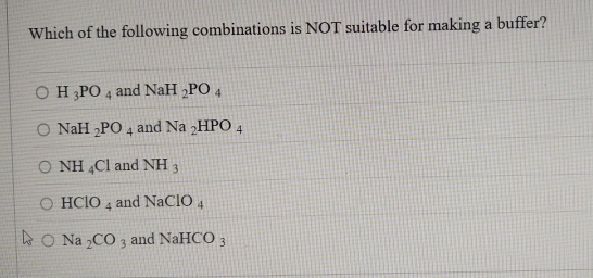 Solved Which of the following combinations is NOT suitable | Chegg.com