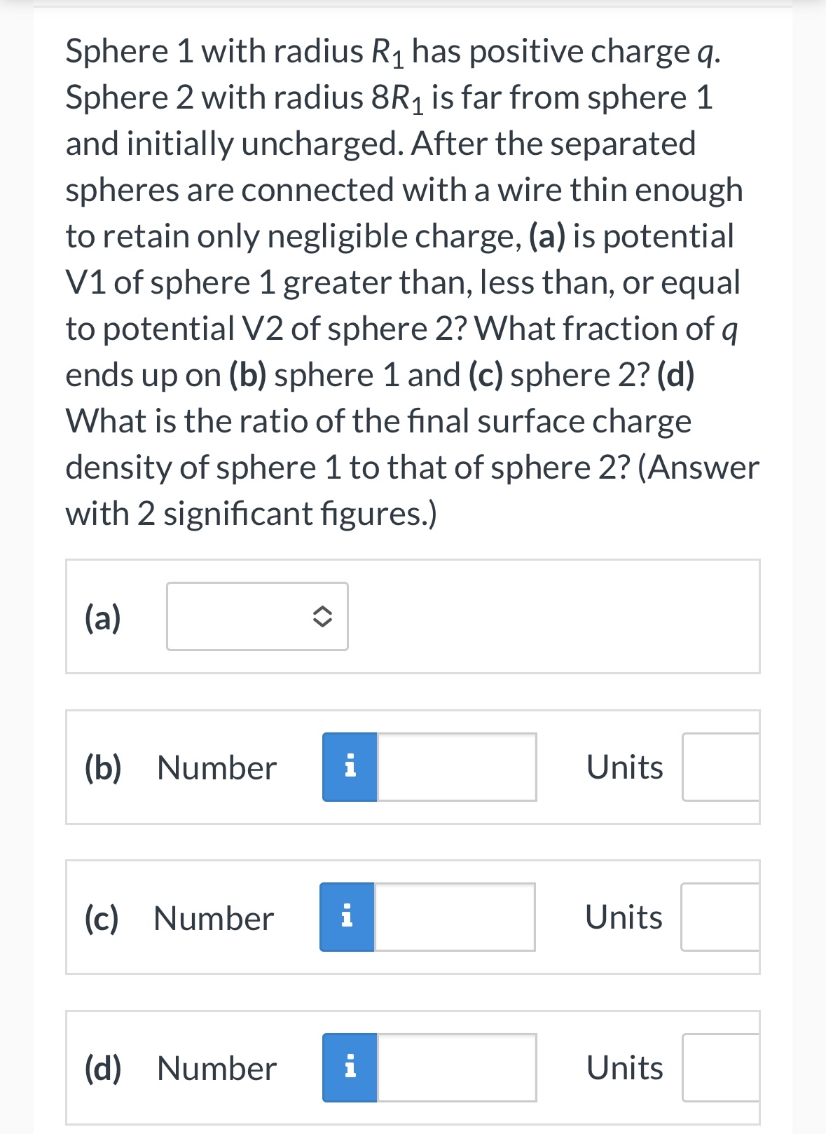 Solved Sphere 1 ﻿with radius R1 ﻿has positive charge q. | Chegg.com