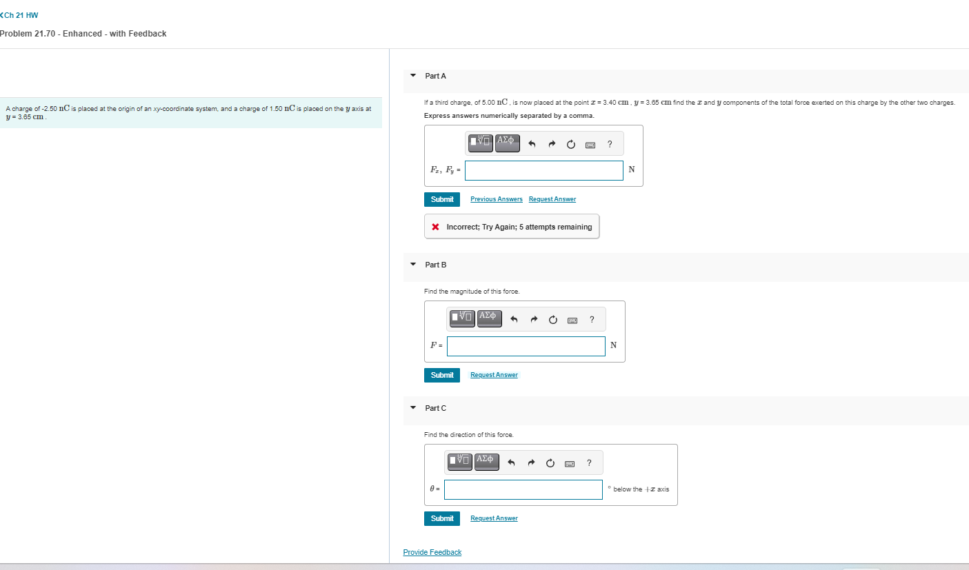 Solved Problem 21.70 - ﻿Enhanced - ﻿with FeedbackA charge of | Chegg.com